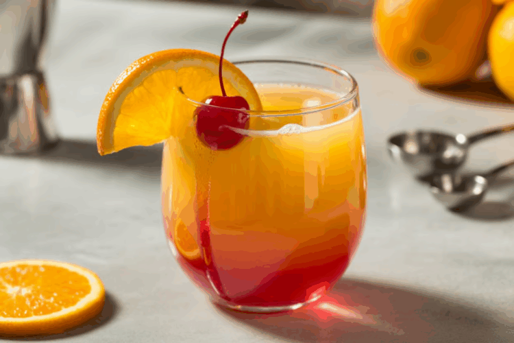 Sunrise Mocktail Recipe (Non-Alcoholic Orange Juice Mocktail) - Stylicia